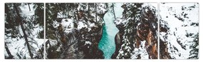 Obraz - horská řeka v zimě (170x50 cm)