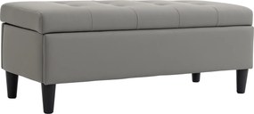 HOMCOM lavice s úložným prostorem 136L, velký úložný puf, podnožka 110x41x42 cm, přátelská k domácím mazlíčkům, umělá kůže šedá