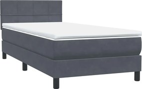 Box spring postel s matrací a LED tmavě šedá 80x220 cm samet 3316906
