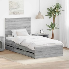 Rám postele s čelo Šedá Sonoma 90 x 200 cm Inženýrské dřevo 3409508