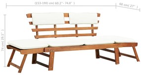Zahradní lavice s polštářky 2-v-1 190 cm masivní akácie - Default Title