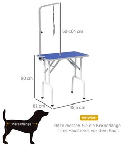 MM Handel   Stůl na stříhání chlupů, pro kadeřnictví, kartáčování a mytí domácích mazlíčků,PawHut  kovový | modrý
