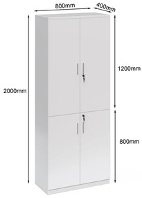 Vysoká kancelářská skříň Houseland Prime Neo 03 80 cm bílá