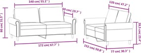 vidaXL 2dílná sedací souprava s poduškami samet [3202210] Barva: světle šedá