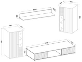 Obývací stěna SALSA + komoda | matera/černá | 3D povrch
