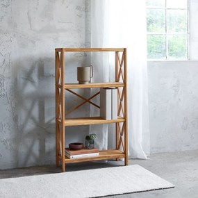 Regál z dubového dřeva v přírodní barvě 70x124 cm X-Shelf – Unique Furniture