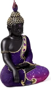 Fialovo-černá figurka Buddha-Meditace 30 cm