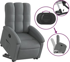 Zvedací polohovací křeslo tmavě šedé textil 3204093