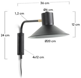 Černé nástěnné svítidlo ø 20 cm Aria – Kave Home