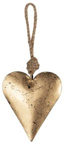 Zlaté srdce s patinou na zavěšení – 10x2x10 cm