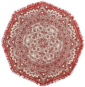 Koberec osmiúhelníkový ø 120 cm orientální styl, barva červená a krémová MEZITILI Beliani