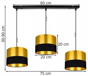 Závěsné svítidlo GOLDEN, 3x zlaté textilní stínítko (mix 2 barev), (výběr ze 2 barev konstrukce)