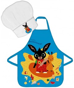 Dětská / chlapecká zástěra s kuchařskou čepicí Zajíček Bing - motiv Yummy delicious! - 2 díly