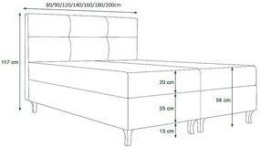 Boxspringová postel s úložným prostorem DORINA COMFORT - 200x200, šedomodrá