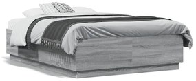 Rám postele s LED osvětlením šedý sonoma 140 x 190 cm kompozit