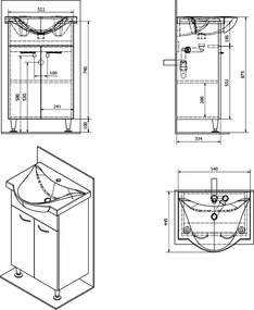 Aqualine Keramia Fresh koupelnová skříňka pod umyvadlo 51,1 x 74 x 34 cm MDF lamino bílá 50057 Koupelny Bernold