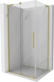 Mexen Velar L, sprchový kout s posuvnými dveřmi 120 x 90 cm, 8mm čiré sklo, zlatá matná, 871-120-090-03-55