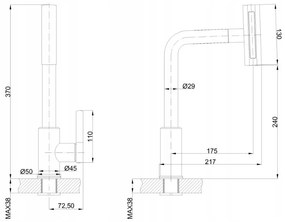 Invena Nelia, vysoká dřezová baterie, 4-funkční výtok, černá matná, INV-BZ-34-004-A
