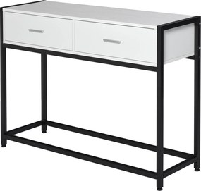 Konzolový stolek HOMCOM 120x34x81 cm s 2 zásuvkami a nastavitelnými nohami – Moderní stylový nábytek do předsíně a obývacího pokoje v černé a bílé bar
