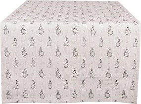 Béžový běhoun na stůl s králíčkem Bunny Buddies - 50*140 cm