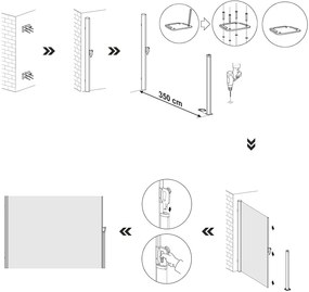 SONGMICS Boční markýza zatahovací tmavě šedá 160 x 350 cm