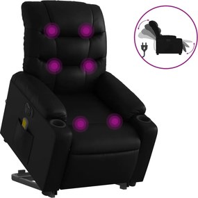 Elektrické zvedací masážní polohovací křeslo černé umělá kůže 3206620