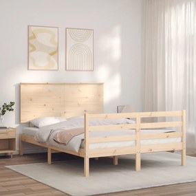 vidaXL Rám postele s čelem 120 x 200 cm masivní dřevo [3195218] Barva: Přírodní
