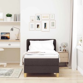 Postel s boxspringem s čelo Tmavě hnědá 80 x 200 cm textil 3340244