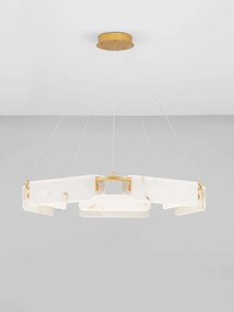 Krémové/v mosazné barvě LED stmívatelné závěsné svítidlo v dekoru mramoru ø 93 cm Aider – Nova Luce