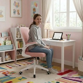 Dětská otočná židle Neoseat LEXI — látka, růžová