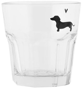 Hranatá sklenička s jezevčíkem a srdíčkem – 200 ml