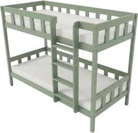 Benlemi Patrová postel PLOTTY s žebříkem 90x200 cm Zvolte barvu: Transparentní vosková lazura matná, Zvolte šuplík: Dvojitý úložný šuplík, Zvolte stranu: Vpravo