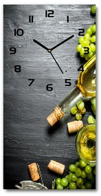 Wallmuralia Nástěnné hodiny tiché Hrozno a víno 30x60 cm