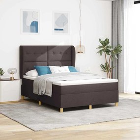 Postel s boxspringem s čelo Tmavě hnědá 200 x 140 cm textil 3340756