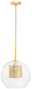 Toolight, skleněná závěsná lampa 1xE27 APP554-1CP 20cm, zlatá, OSW-00075
