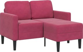 vidaXL Dvoumístná pohovka s lehátkem ve tvaru L 125 cm samet [4107072] Barva: vínová červená