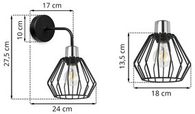Nástěnné svítidlo Nuvola 4, 1x černé drátěné stínítko,