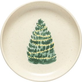 Krémové dezertní talíře v sadě 4 ks s vánočním motivem z kameniny ø 16 cm Pacifica Christmas Tree – Casafina