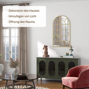HOMCOM Nástěnné zrcadlo - Zrcadlo do šatny 110 x 65 cm Dekorativní zrcadlo s kovovým rámem Zavěšené zrcadlo do obývacího pokoje pro ložnici Zlaté