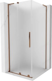 Mexen Velar L, sprchový kout s posuvnými dveřmi 100 x 100 cm, 8mm sklo námraza, růžové zlato, 871-100-100-33-60