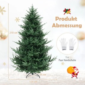 Costway 210 cm umělý vánoční stromek s 340 teplými bílými LED světly Vánoční