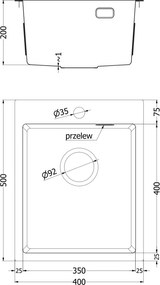 Mexen Solix, 1-komorový nerezový dřez 400 x 500 mm, broušená měď, 6406401000-65