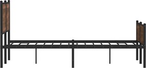Kovový rám postele bez matrace hnědý dub 150 x 200 cm 3301413