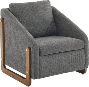 Aosom Moderní čalouněné křeslo do obývacího pokoje, lounge křeslo s dřevěnými područkami a polštářem na záda, látka chenille, 73,5x73,5x73,5 cm, šedá