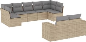 9dílná zahradní sedací souprava s poduškami béžová polyratan 3223018