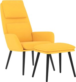 Relaxační křeslo se stoličkou hořčicově žluté textil 3097775