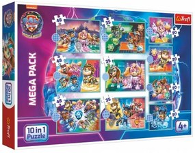 Puzzle 10v1 Šťastný den psů Tlapková Patrola/Paw Patrol v krabici 40x27x6cm