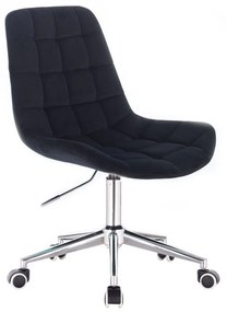 LuxuryForm DESIGN Židle PARIS VELUR na stříbrné podstavě s kolečky - černá