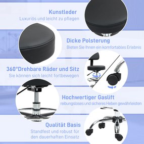 HOMCOM Ergonomická kancelářská židle s nastavitelným nožním kroužkem, bez područek, výškově nastavitelná otočná židle v černé PU kůži