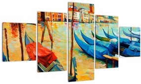 Obraz - Přístav v Benátkách (125x70 cm)